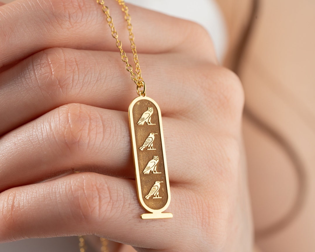 14k Gold Mama Egypt Cartouche Necklace, Next Day Shipping Mama Necklace ...