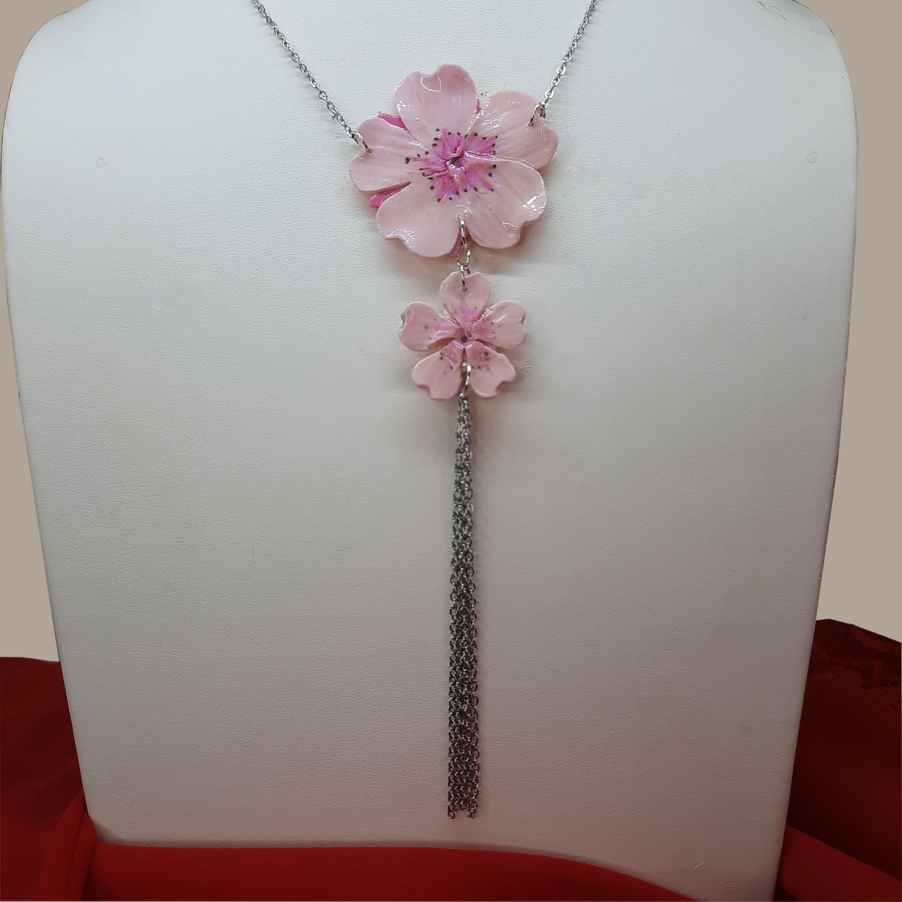 Elegant Pink Sakura Necklace for Your Best Girlfriend - Etsy
