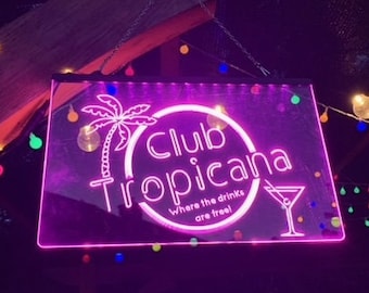 Club Tropicana Bar Sign Printed Metal Sign A4 Home Bar Cocktail Sign - Etsy