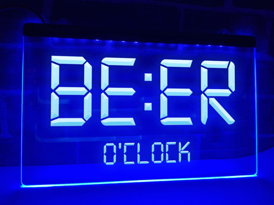 Beer O'clock LED Neon Sign Illuminated Bar Signs Home Bar Decor Homebar ...