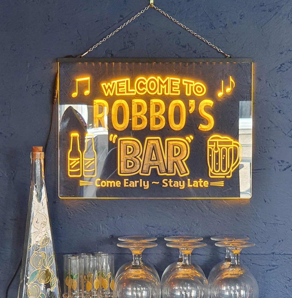 Custom LED Neon Bar Sign, Personalised Hanging Pub Light, Illuminated ...