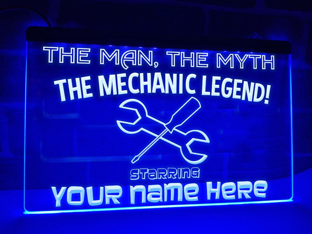 The Mechanic Legend LED Neon Personalized Illuminated Gift Sign Award ...