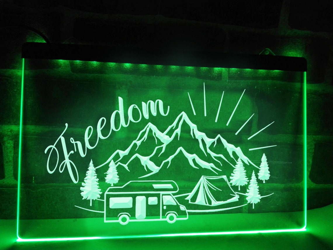 Freedom Travel Illuminated LED Neon Sign Campervan Motorhome - Etsy UK