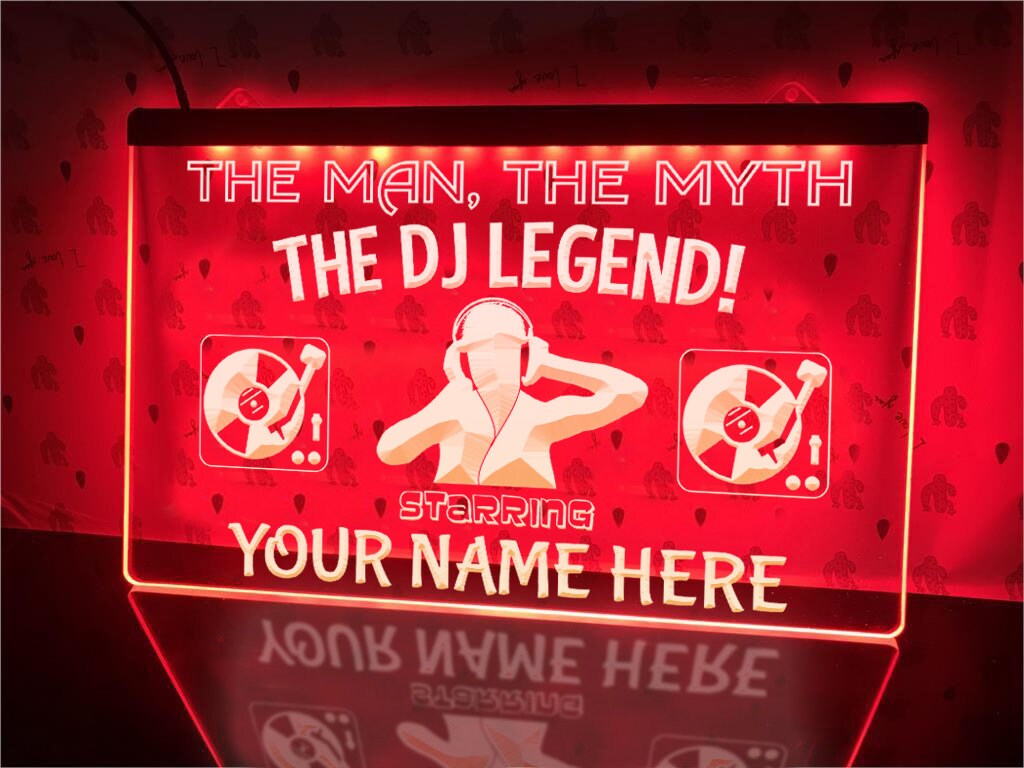 The DJ Legend LED Neon Personalized Illuminated Gift Sign Award Disk ...