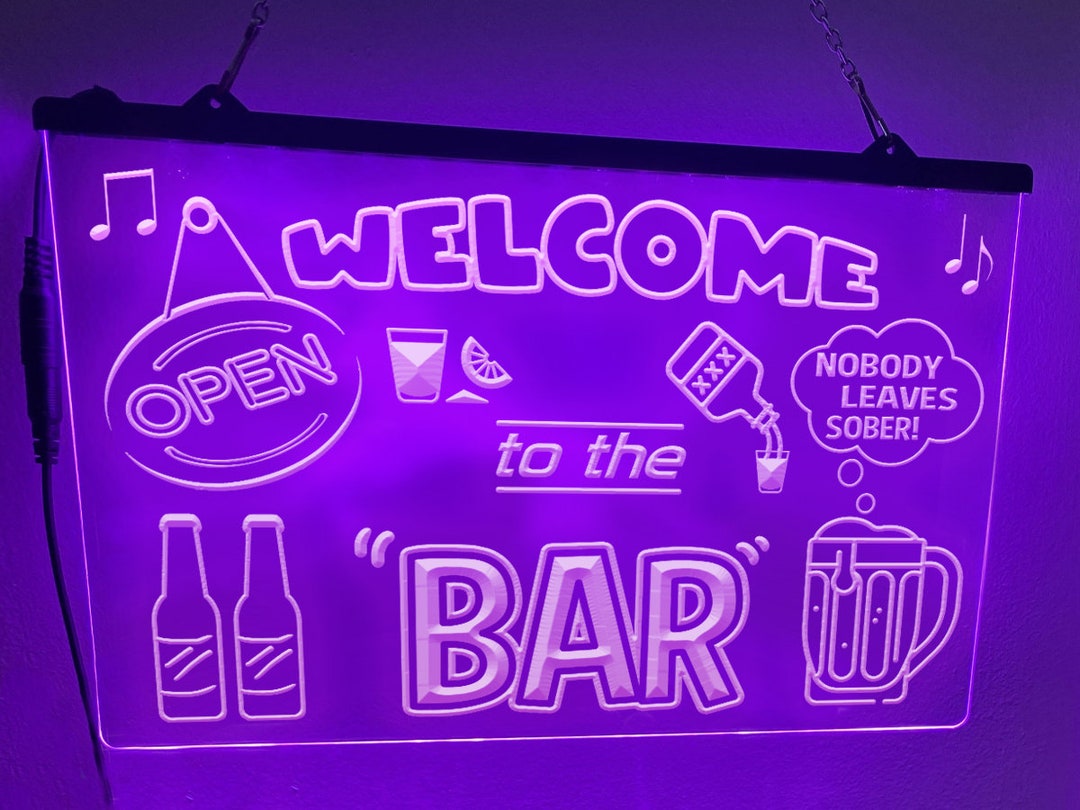 Welcome to the Bar Illuminated LED Sign Bar Signs Neon Lights Home Bar ...
