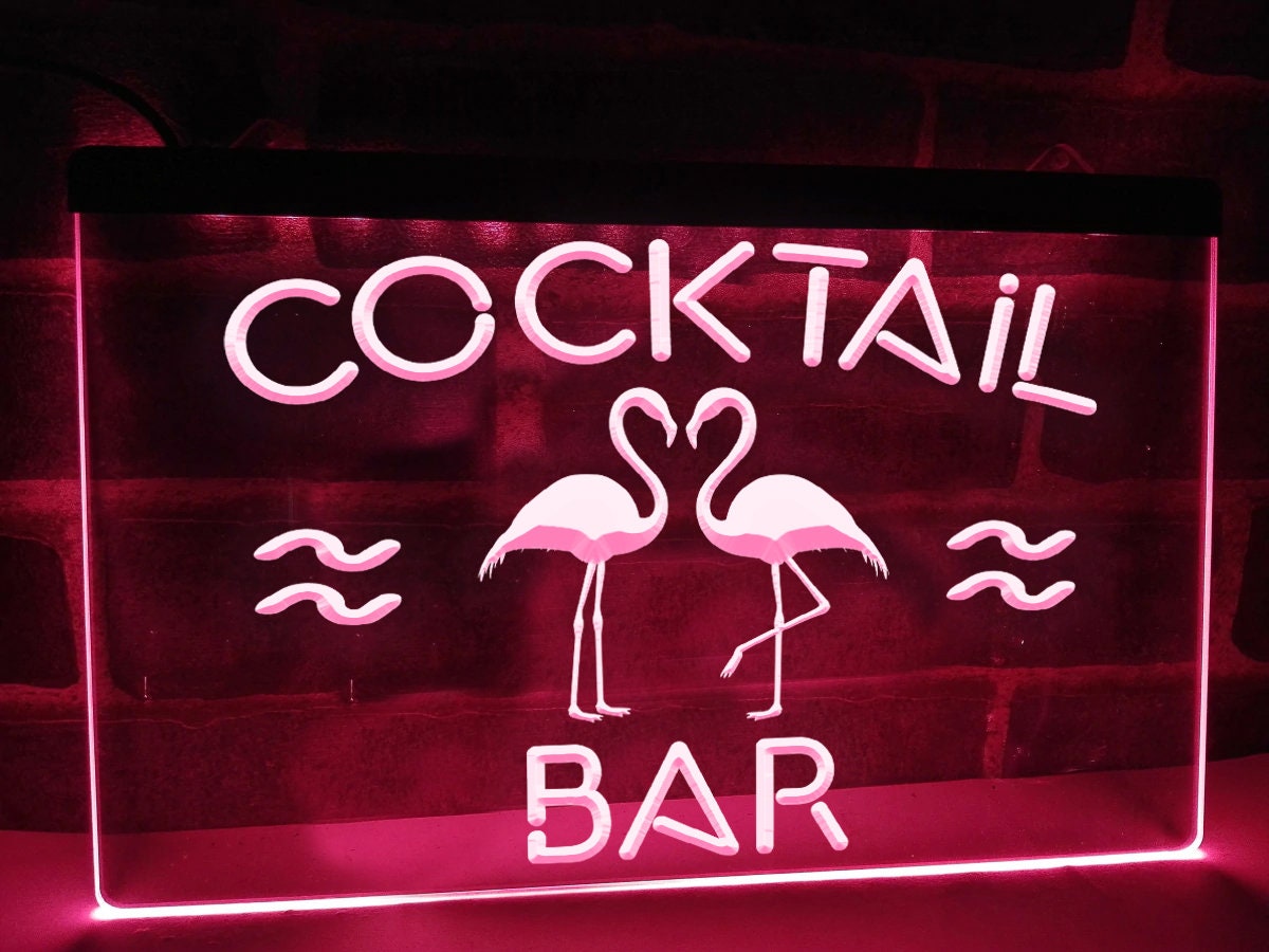 Flamingo Cocktail Bar Illuminated LED Neon Sign Homebar Bar | Etsy