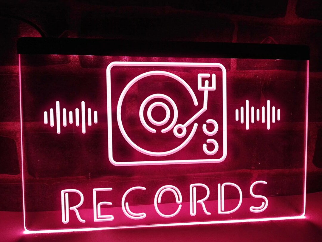 Music Records Illuminated LED Neon Sign Home Bar Décor Studio Lights DJ ...