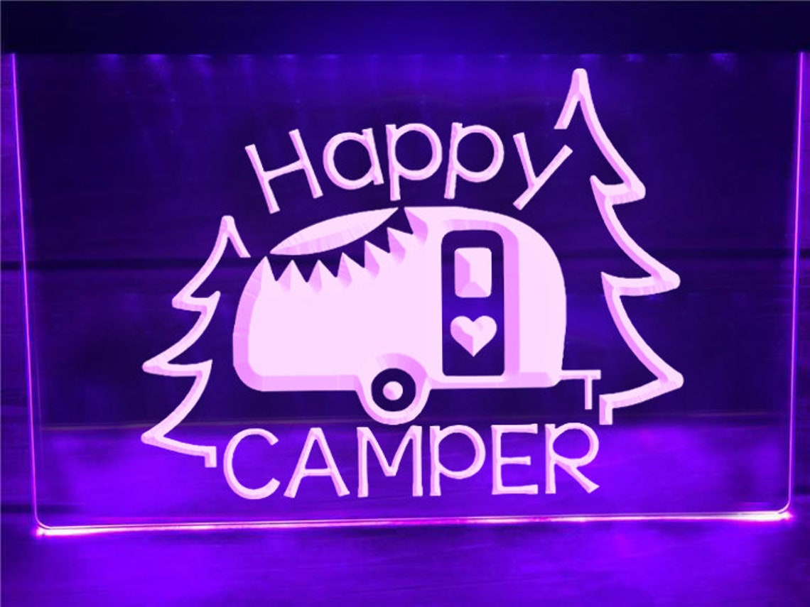 Happy Camper LED Neon Sign Illuminated Caravan Signs Campervan - Etsy