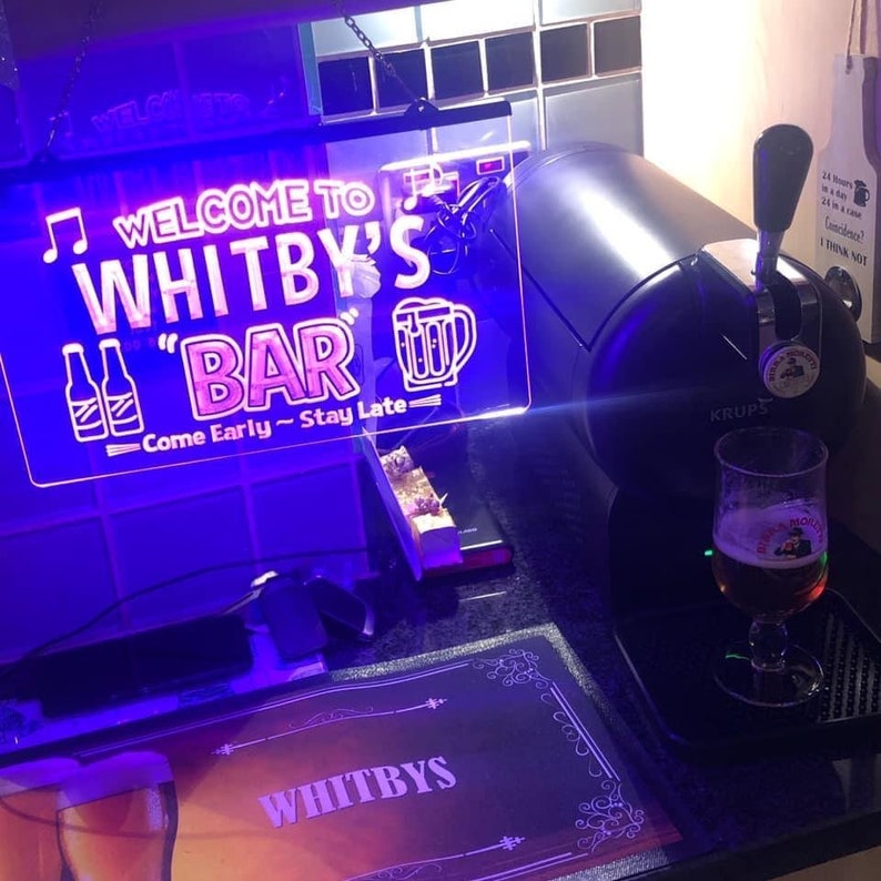 Custom LED Neon Bar Sign, Personalised Hanging Pub Light, Illuminated ...