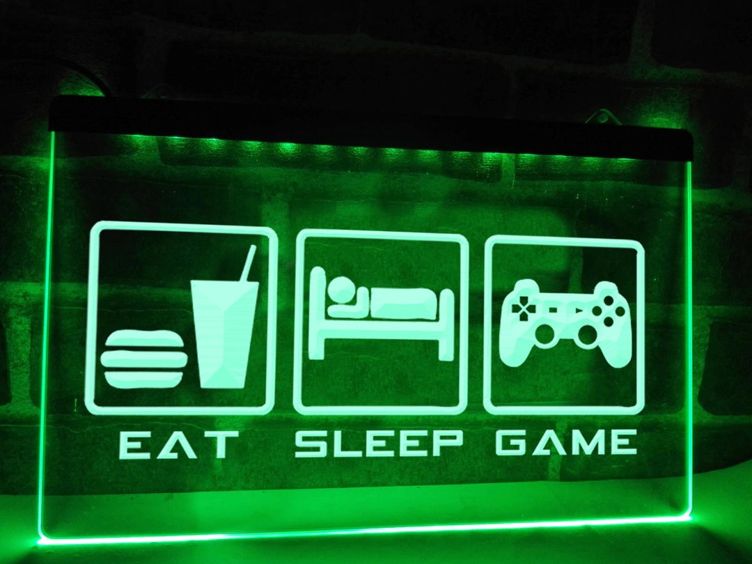 Eat Sleep Game Illuminated LED Neon Sign Game Room Signs Gamer Decor ...
