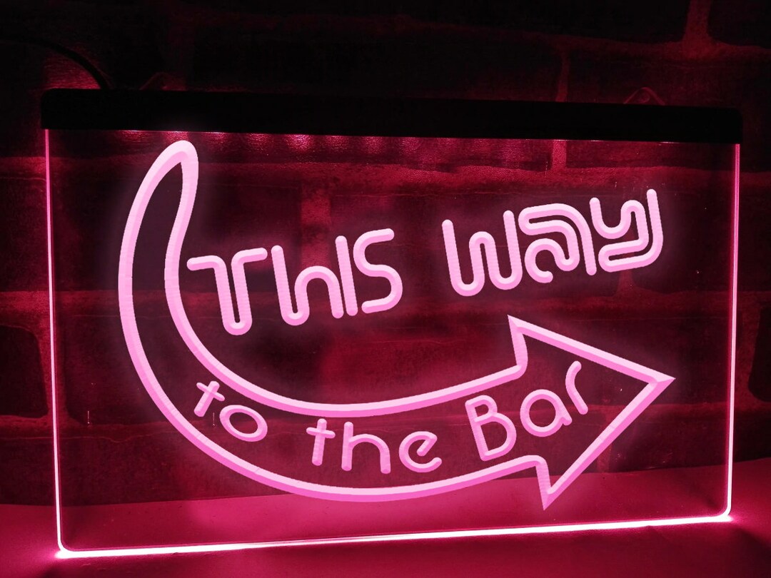 This Way to the Bar Illuminated LED Neon Sign Bar Signs Lights Home Bar ...