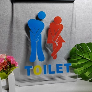 Toilet Restroom Printed LED Neon Illuminated Sign for Bar, Store or ...