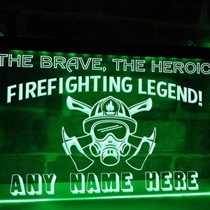 Fire Fighting Legend LED Neon Personalized Illuminated Gift Sign Award ...