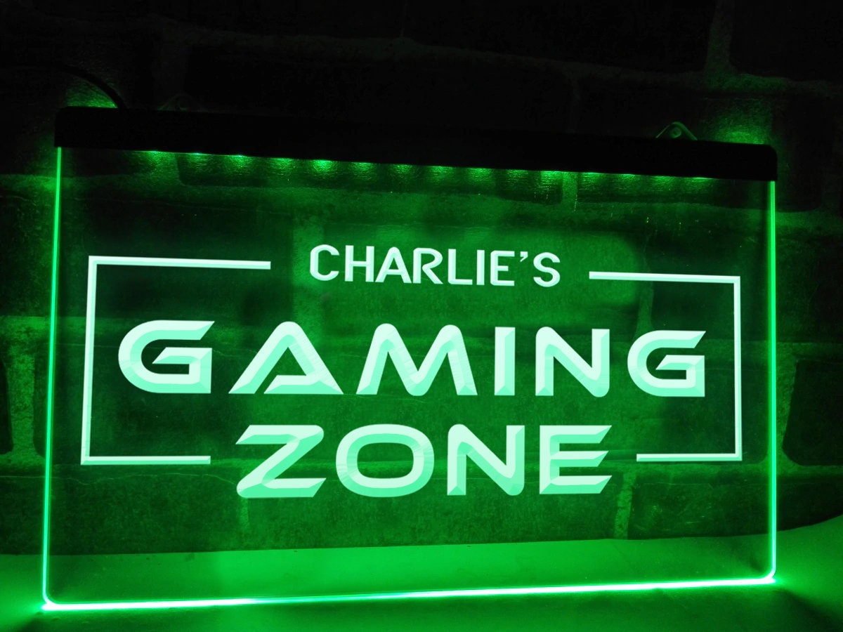 Gaming Zone Personalized Illuminated LED Neon Sign Game Room Lights ...