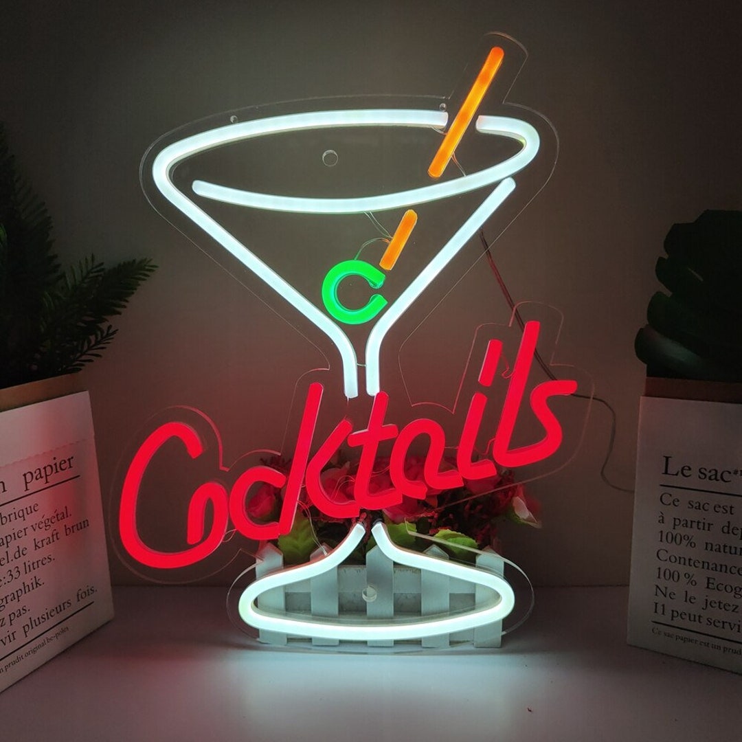 Cocktails LED Neon Flex Sign Illuminated Bar Sign Home Bar Décor ...