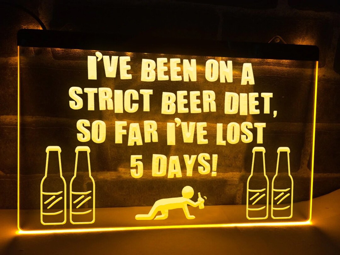 Strict Beer Diet LED Neon Illuminated Bar Sign Home Bar Light Funny ...