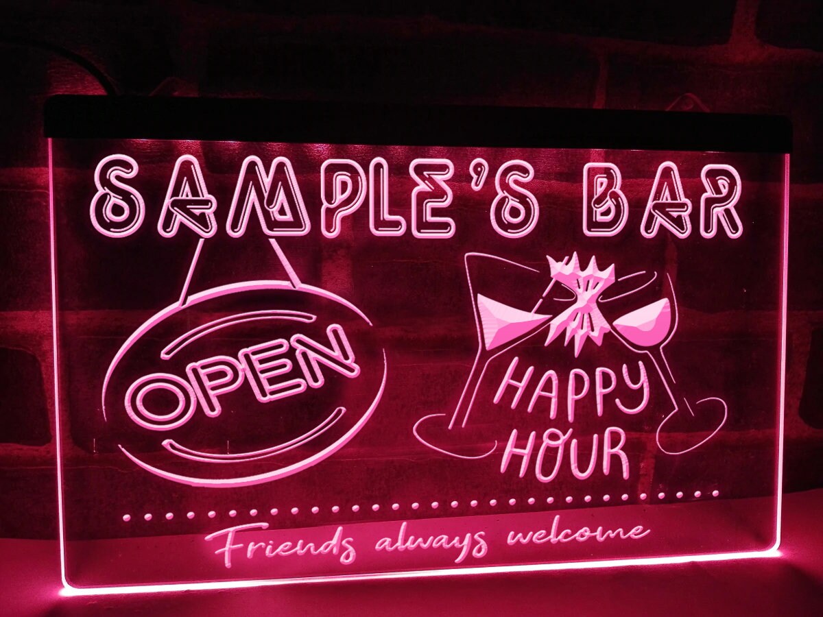 Happy Hour Bar Personalized Illuminated LED Neon Bar Room Sign | Etsy