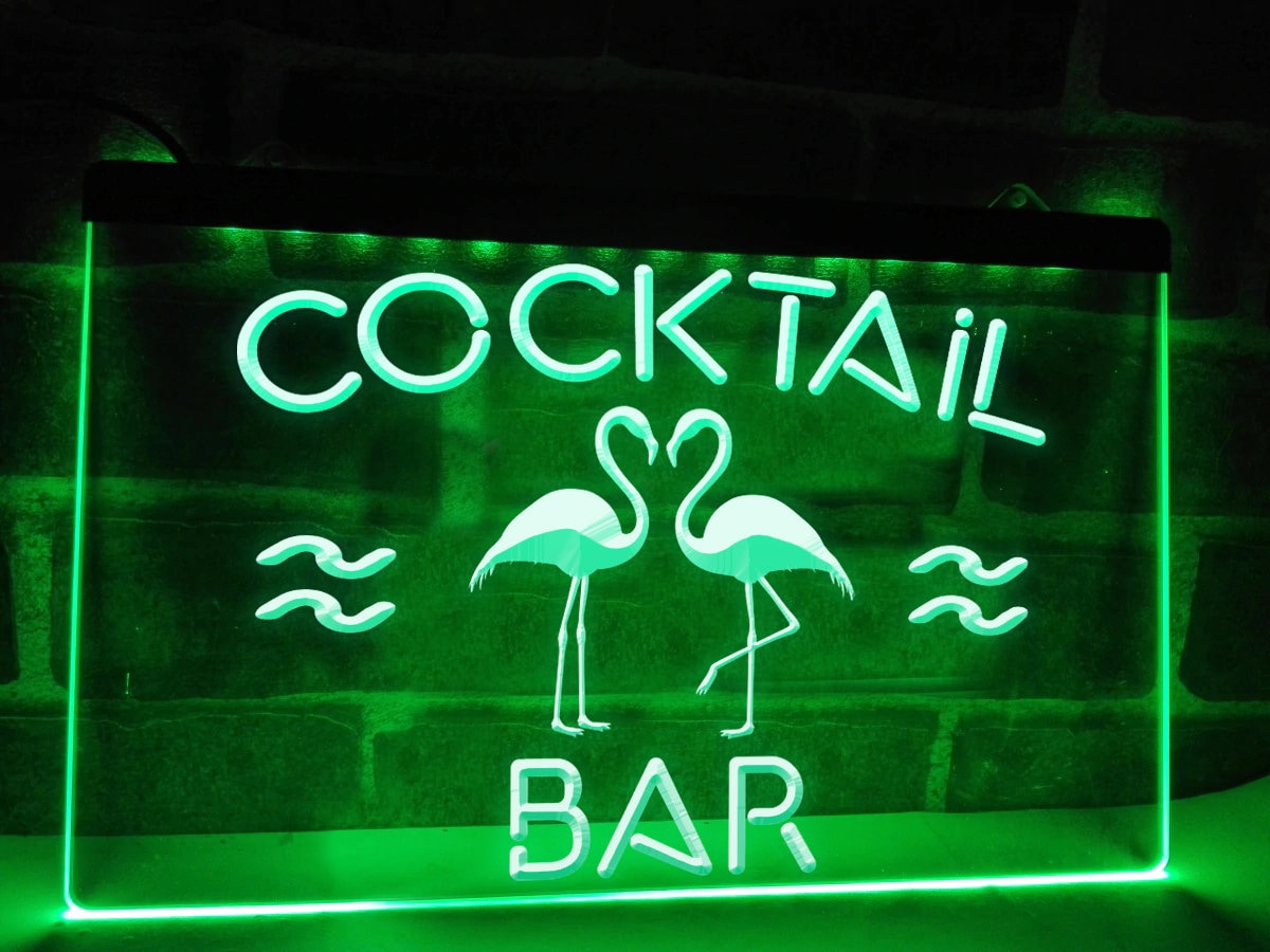 Flamingo Cocktail Bar Illuminated LED Neon Sign Homebar Bar | Etsy