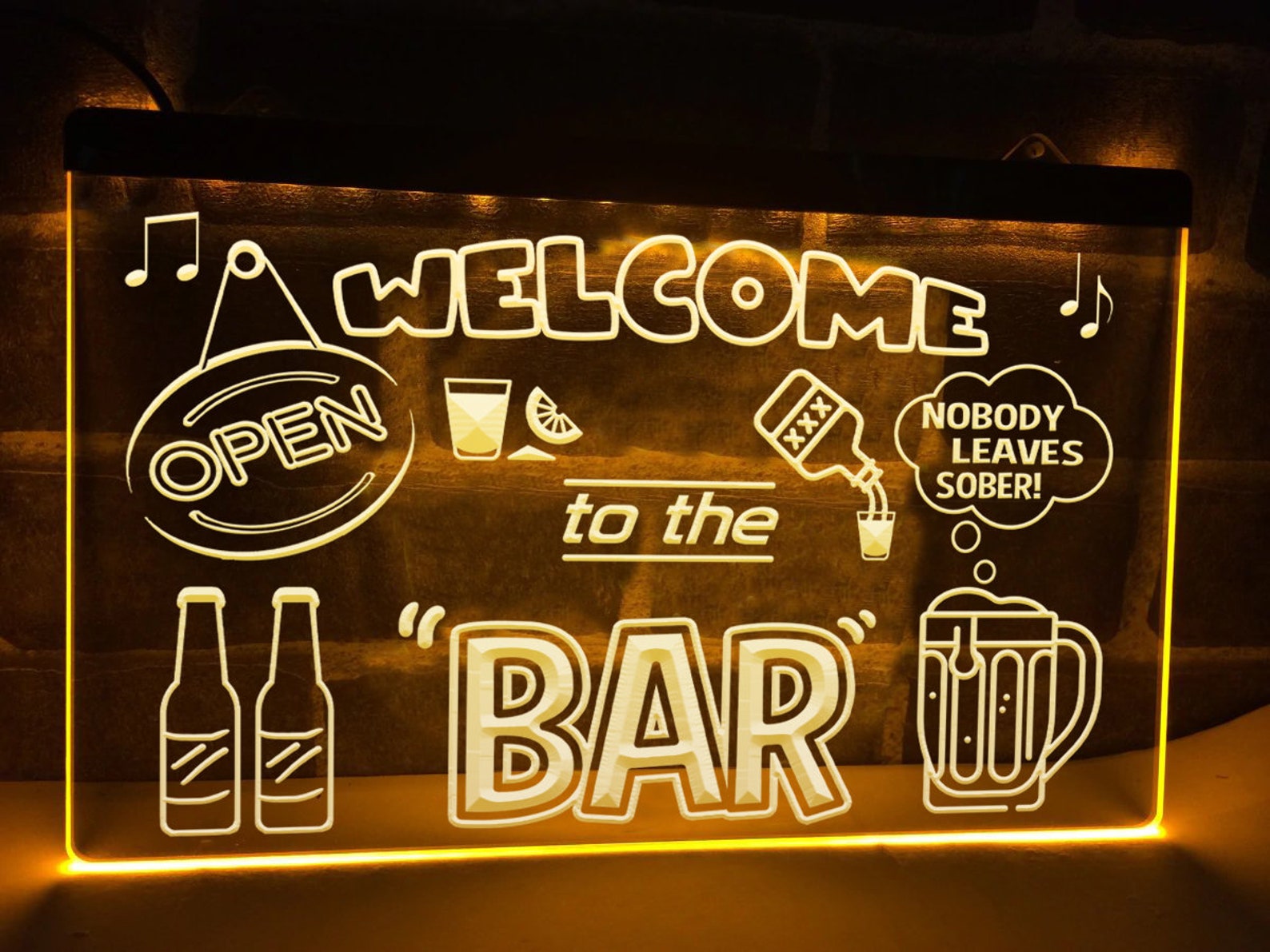 Welcome to the Bar Illuminated LED Sign Bar Signs Neon Lights Home Bar ...