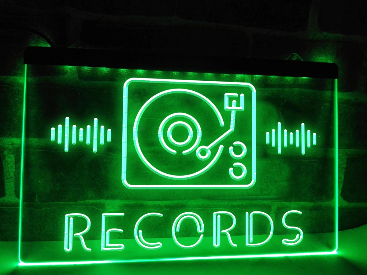 Music Records Illuminated LED Neon Sign Home Bar Décor Studio Lights DJ ...