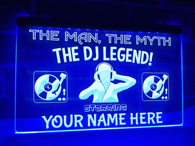 The DJ Legend LED Neon Personalized Illuminated Gift Sign Award Disk ...