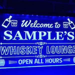 Custom LED Neon Whiskey Lounge Sign, Personalised Hanging Pub Light ...