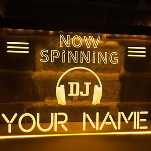 DJ Now Spinning Custom LED Neon Light Sign Plaque for Gig Studio Booth ...