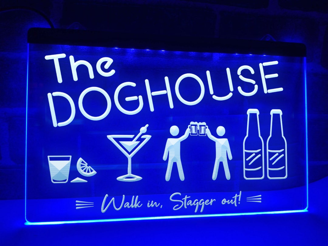 The Dog House LED Neon Illuminated Bar Sign Home Bar Decor Homebar ...