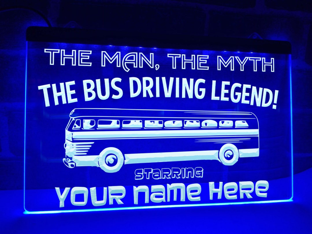 Bus Driving Legend LED Neon Personalized Illuminated Gift Sign Award ...