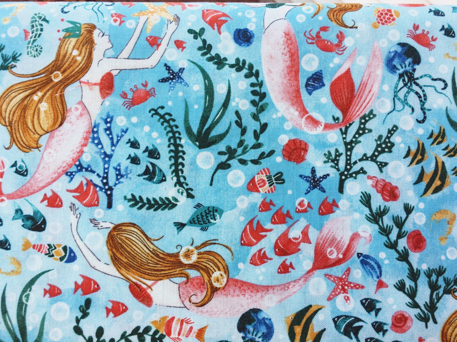 Mermaids. Mermaid Print Fabric. 100% Cotton. Fabric by the | Etsy