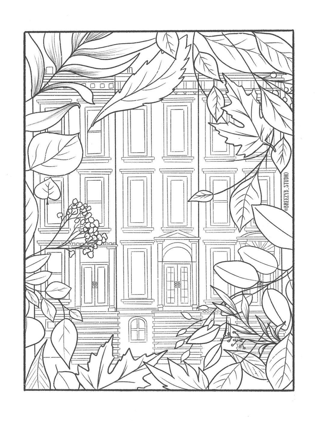City in the Fall Printable Coloring Page - Etsy
