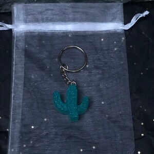 Crystal Blue Cactus Keychains - Etsy