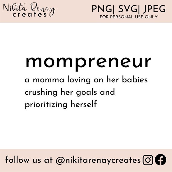 Mompreneur SVG File Boss Mom PNG File for Print or | Etsy
