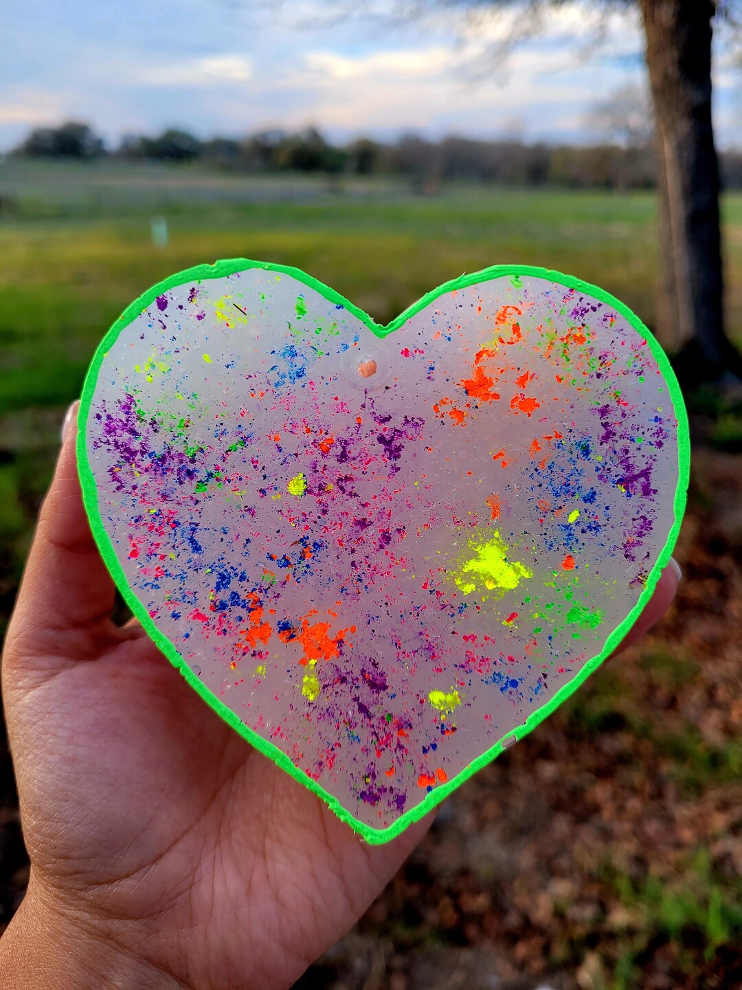 Neon Splatter Heart Freshie - Etsy