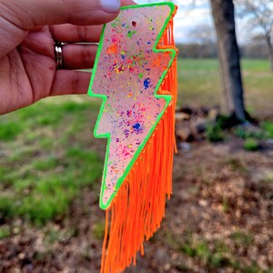 Neon Splatter Lightning Bolt Freshie - Etsy
