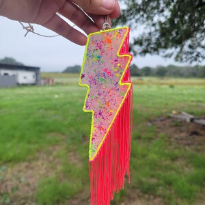 Neon Splatter Lightning Bolt Freshie - Etsy