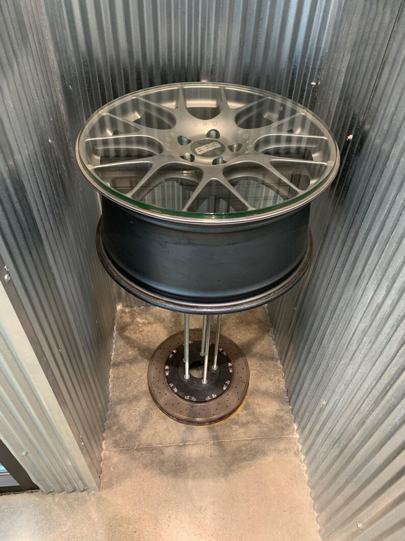 Custom wheel and brake rotor coffee/end table. | Etsy