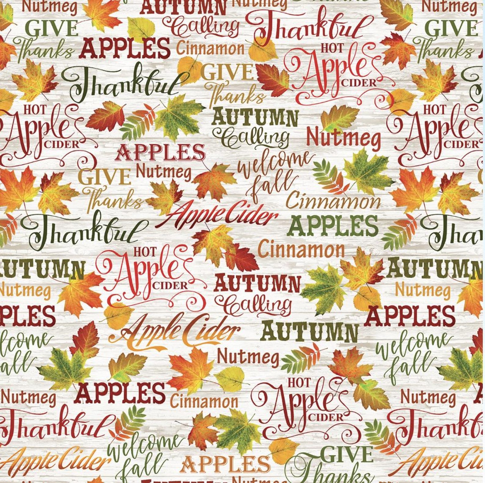 Autumn Words Cotton Quilting Fabric: Benartex Cider House Fall Print - Etsy
