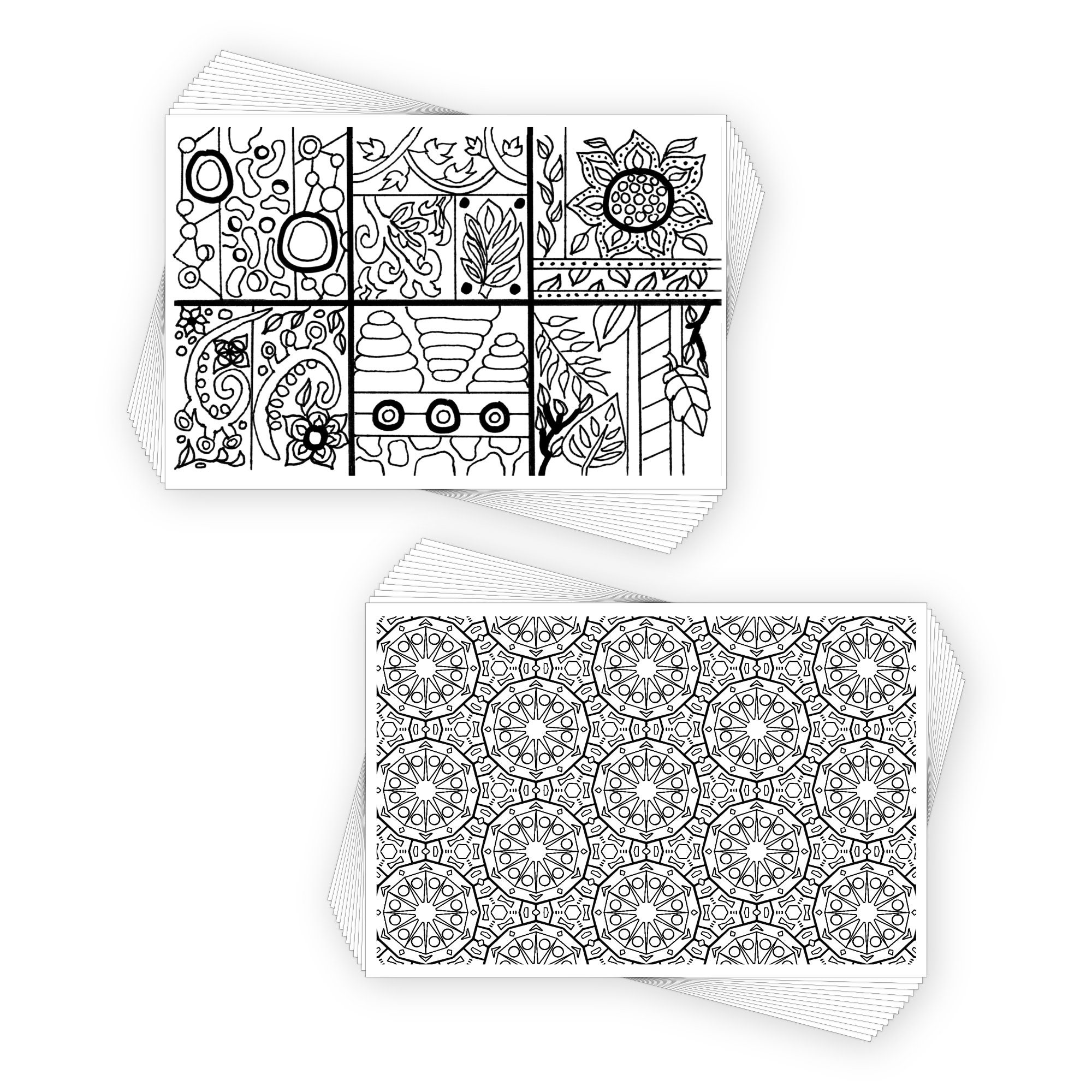Colorpockit 4x6 Postcard Coloring Book Card 2 Deck Bundle With Pattern ...