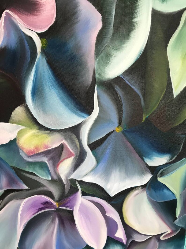 Hydrangea Oil Painting, Wall Art, Flower Home Decor, Floral Botanical ...