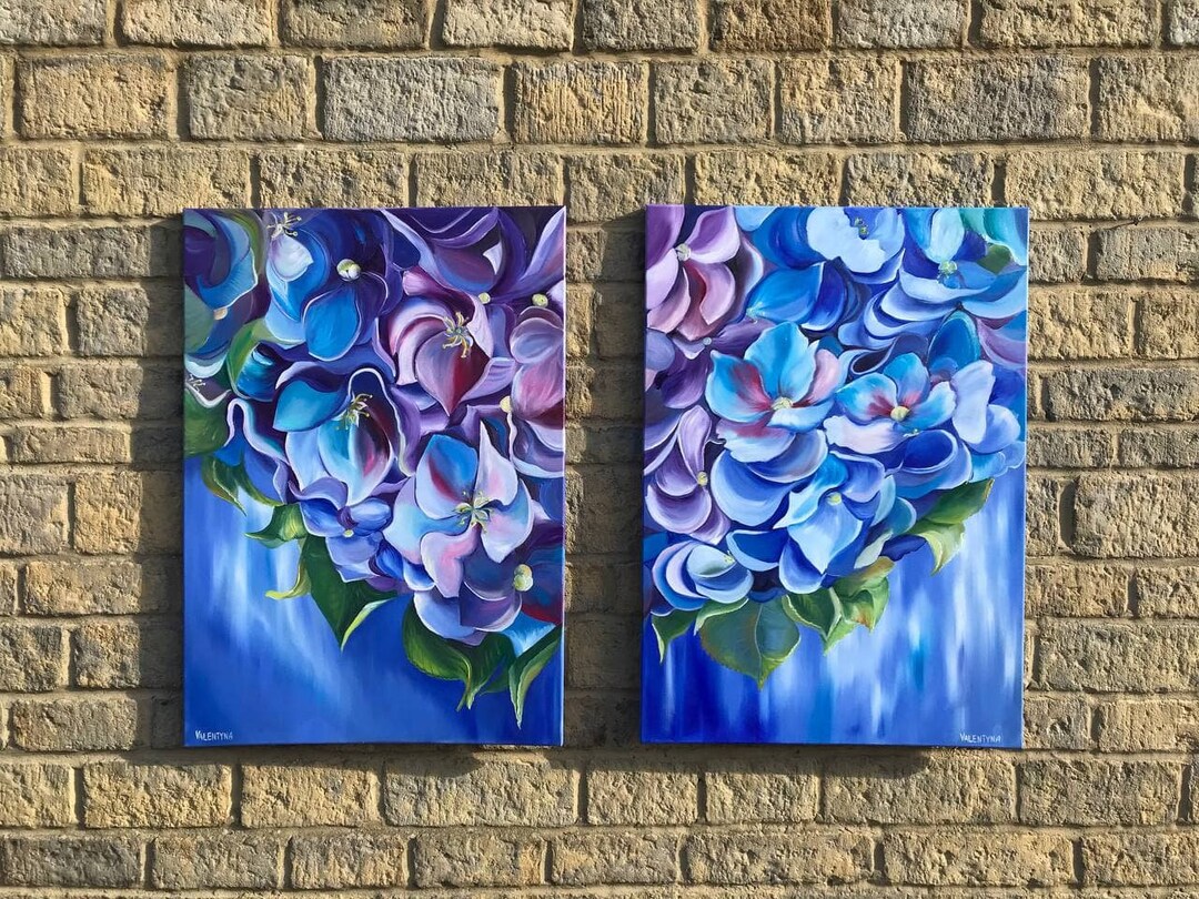 Hydrangea Oil Painting Wall Art Flower Home Decor Floral - Etsy