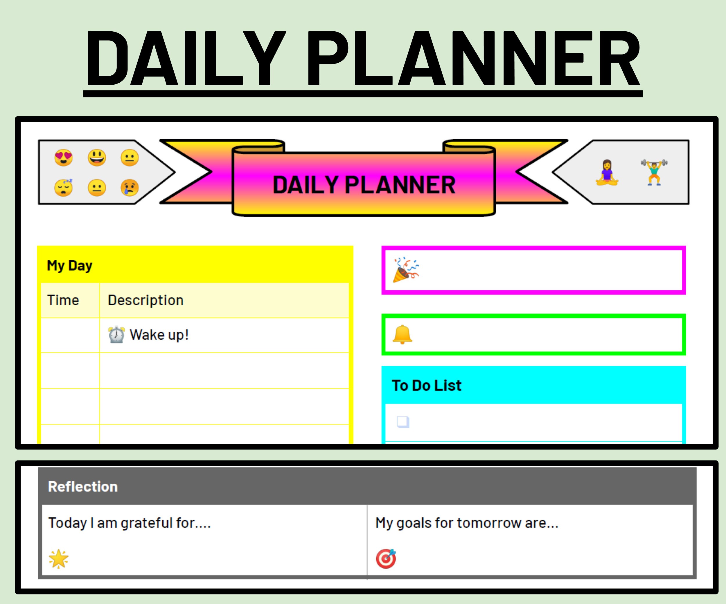 Daily Agenda Planner - Printable [PDF] - Etsy