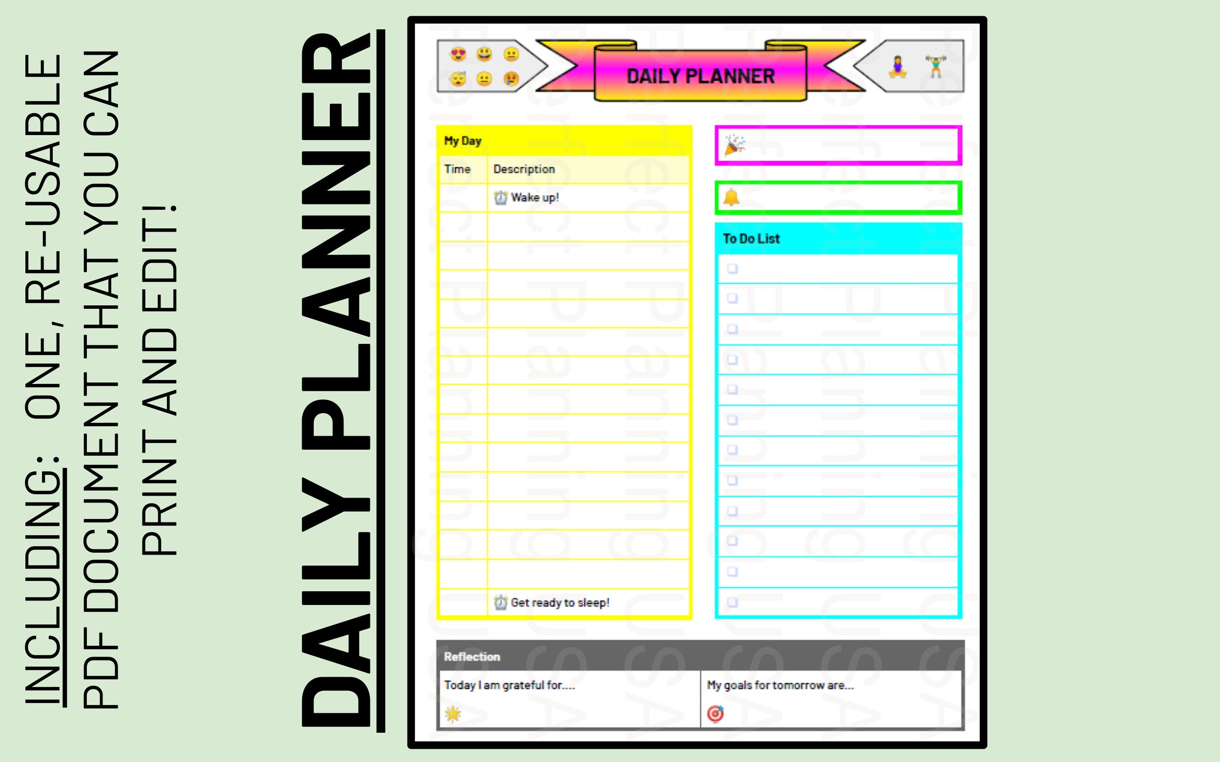 Daily Agenda Planner - Printable [PDF] - Etsy