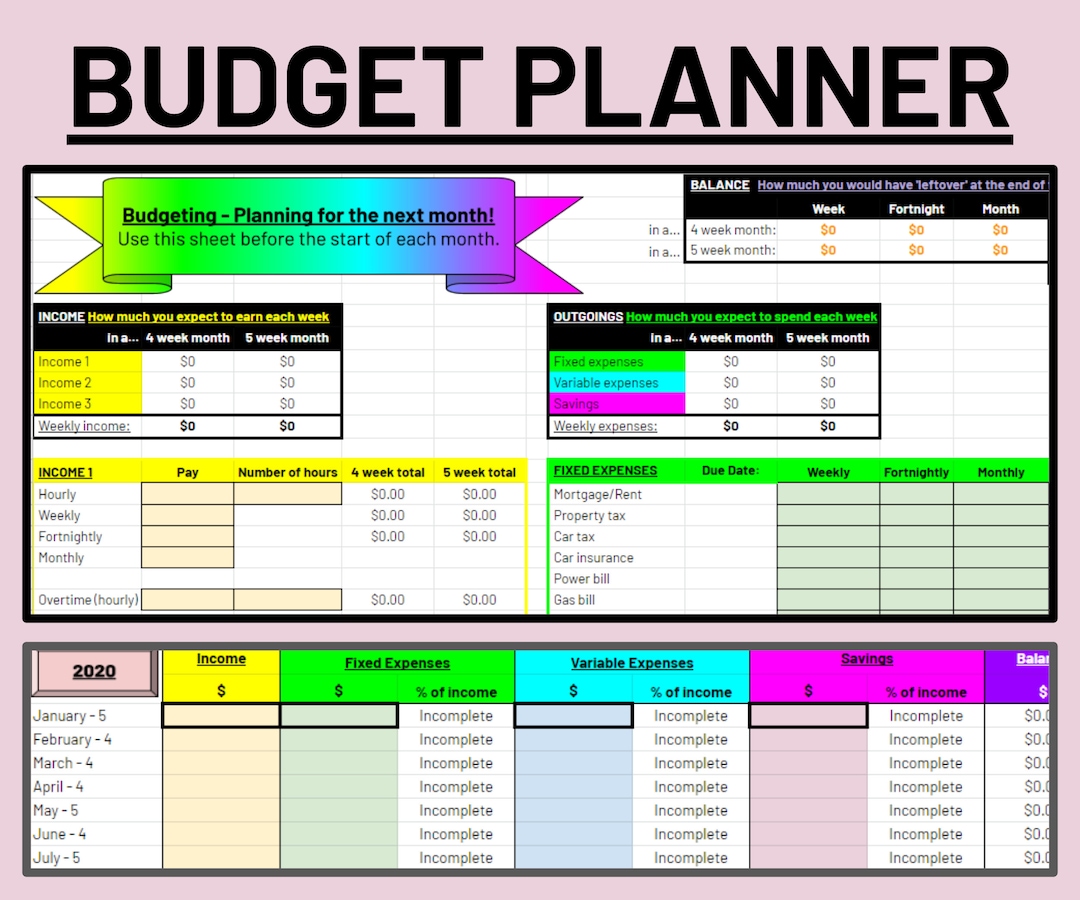 Budget Planner & Expense Tracker - Weekly and Monthly - Reusable - Etsy