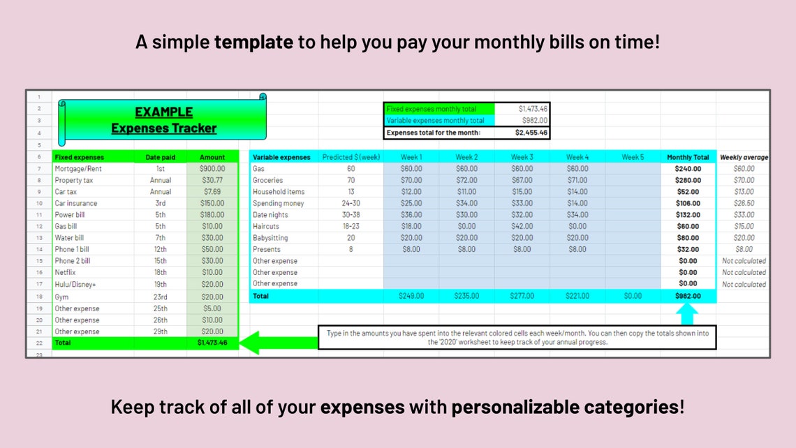 Budget Planner & Expense Tracker - Weekly and Monthly - Reusable - Etsy