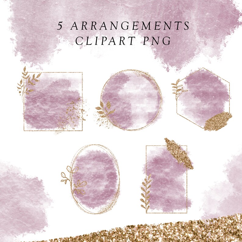 Gold and Watercolor Frame Overlays Gold Foil Frames Gold - Etsy