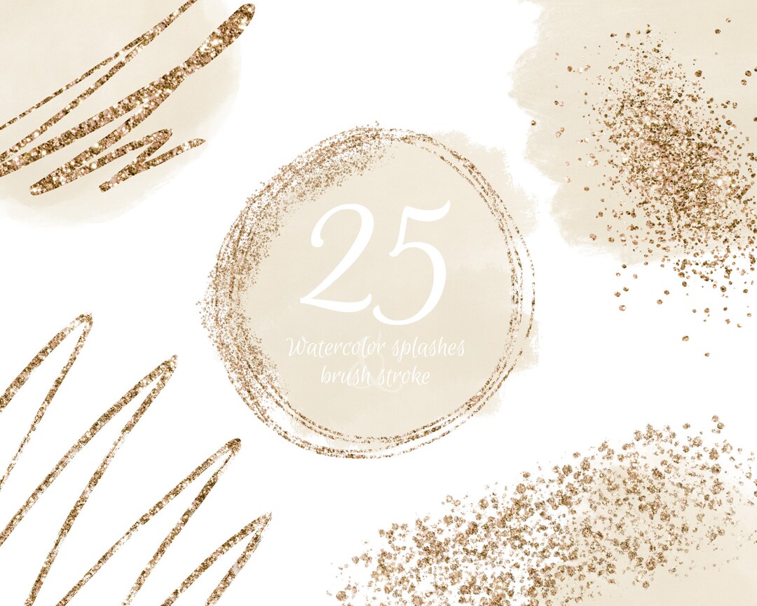 Elements Gold and Beige Splash Clipart, Watercolor Splash, Brushe ...
