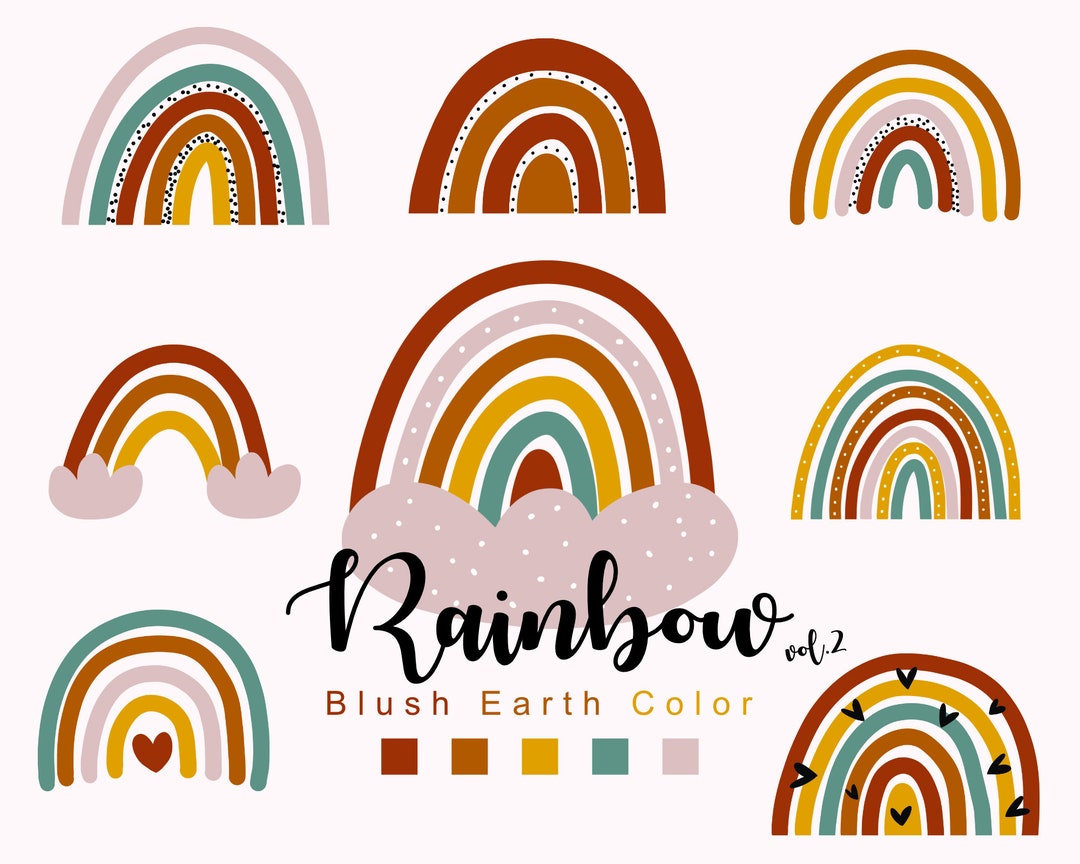 Boho Rainbow Clipart ,modern Rainbow Cipart, Earth Tones Rainbow ...