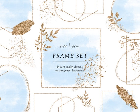 Gold and watercolor frame overlays Gold foil frames Gold | Etsy