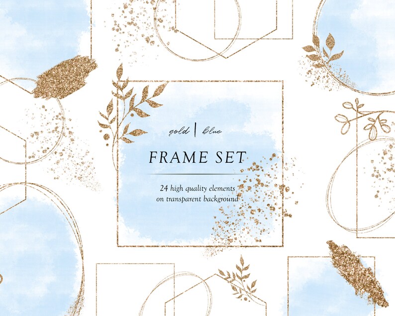 Gold and Watercolor Frame Overlays Gold Foil Frames Gold - Etsy